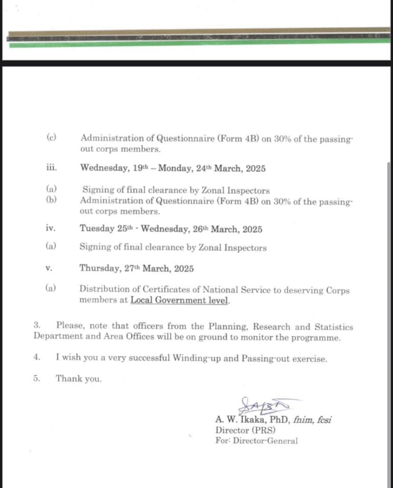 NYSC ANNOUNCES PASSING-OUT CEREMONY FOR 2024 BATCH A STREAM II CORPS MEMBERS - Team Babs Reporting